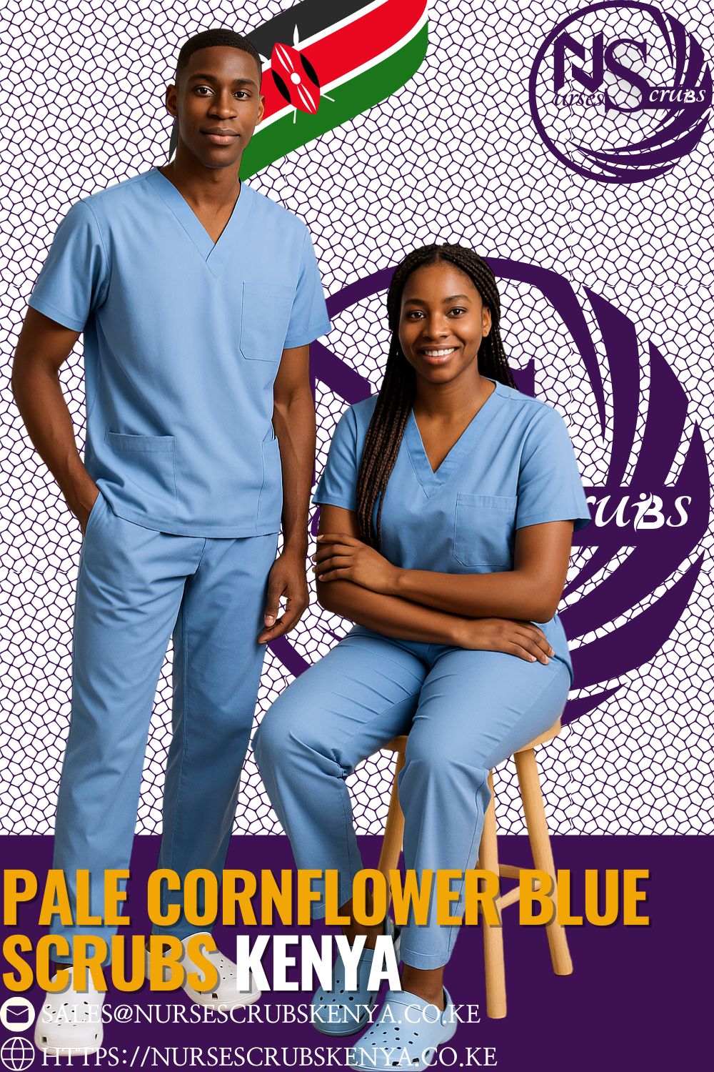 Pale Cornflower Blue Nurses Scrubs Kenya - Nurses Scrubs Kenya